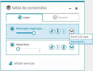 Ayuda GeoPortal del Reto Demográfico: Lista de mapas